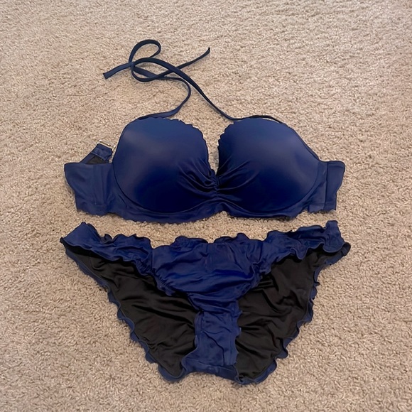 Victoria's Secret | Swim | Victorias Secret Blue Bikini 36d Large ...
